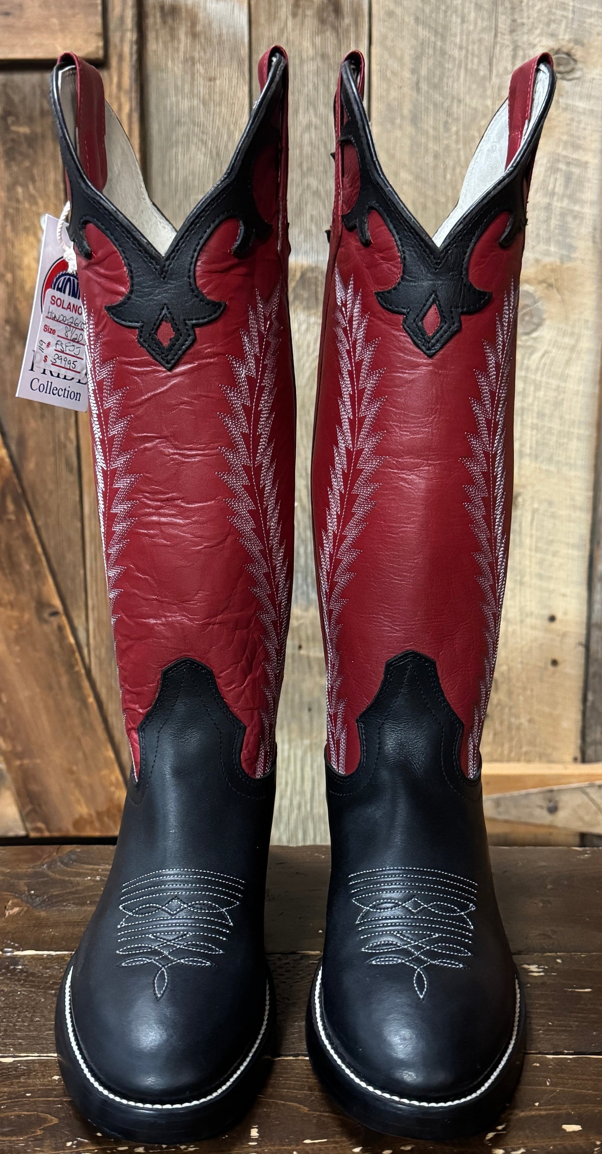 Hondo Solano® Buckaroo Red & Black Retan Full Grain Leather Tall Top C ...
