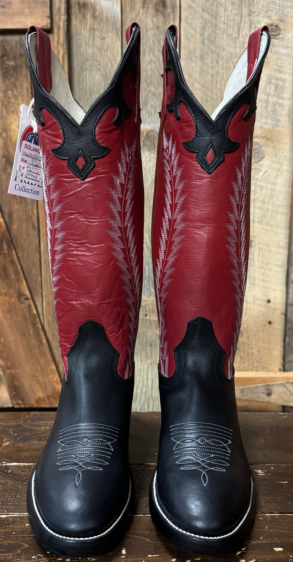 Hondo Solano® Buckaroo Red & Black Retan Full Grain Leather Tall Top C ...