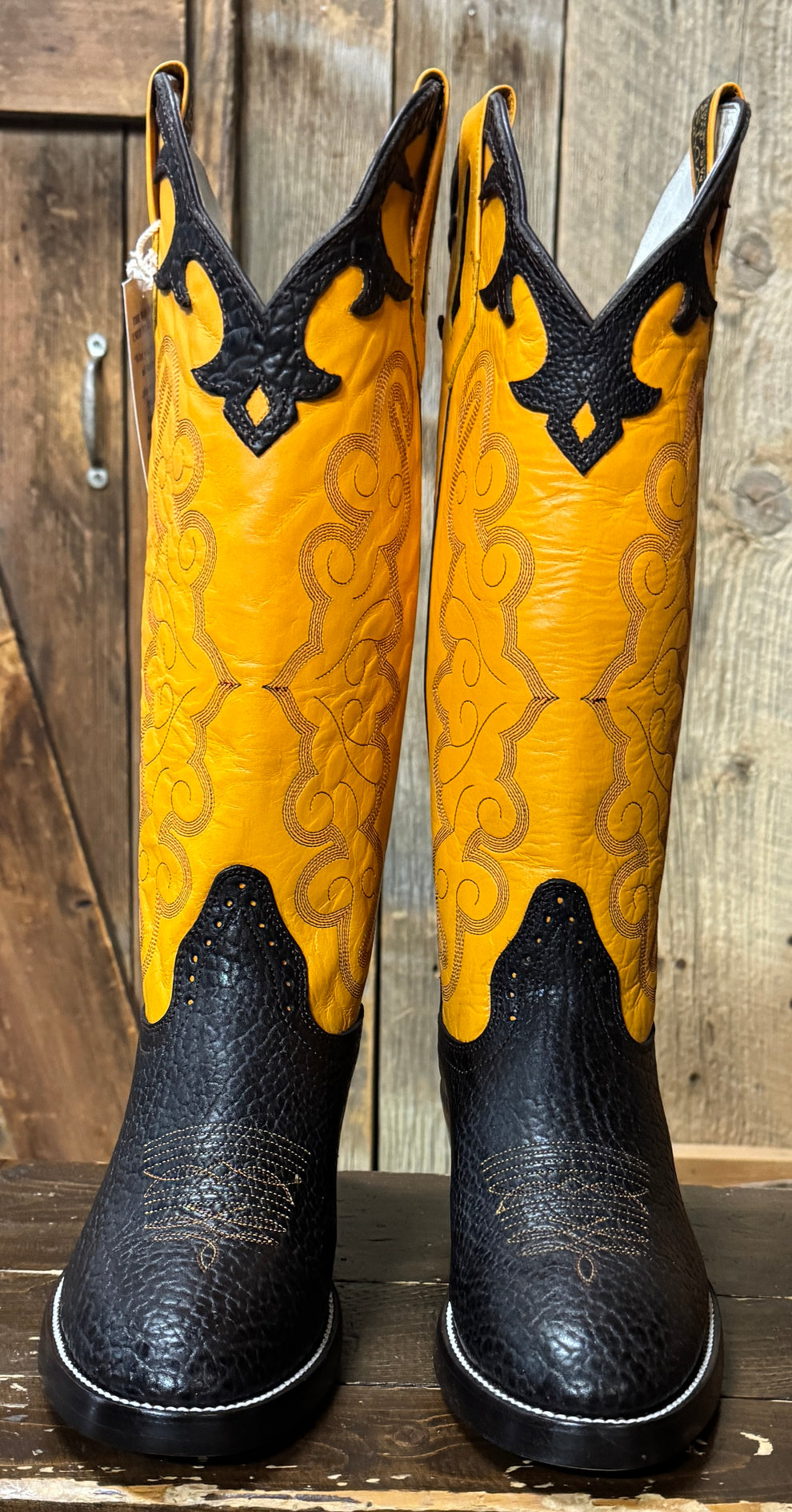 Hondo Solano® Buckaroo Yellow & Chocolate Bullhide Full Grain Leather ...